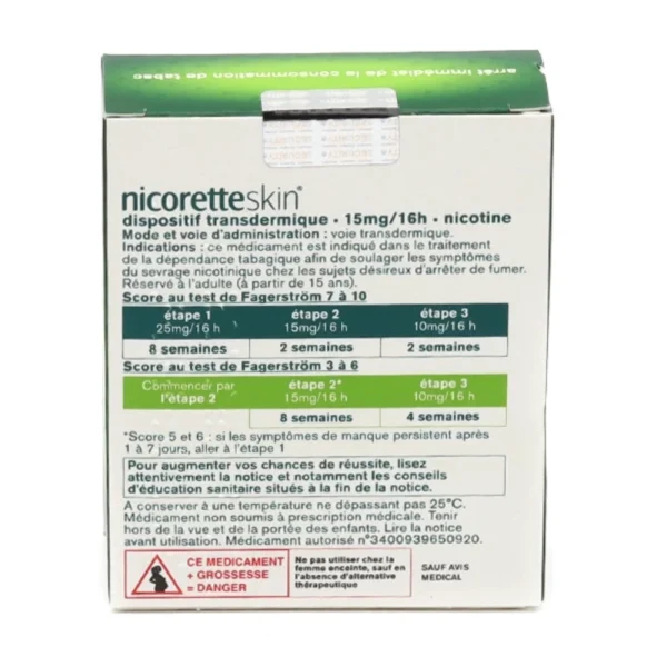 NicoretteSkin patch nicotine 15 mg/16 h - patchnicotine